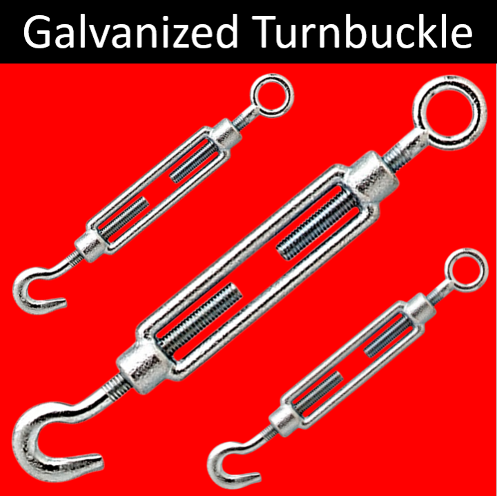 Toyu Galvanized Steel Turnbuckle 6-8-10-12-14-16mm Hook - Eye Regular ...