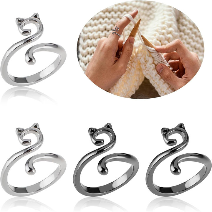 Crochet Loop Ring Metal Open Yarn Guide Adjustable Braided Knitting ...