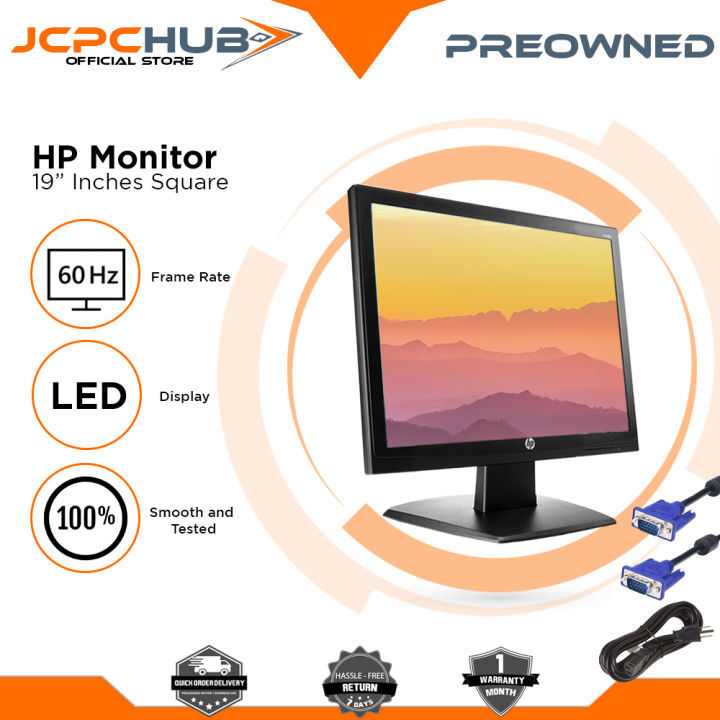 HP Monitor 19 Inches LCD | LED Square Screen Display with Free Power ...