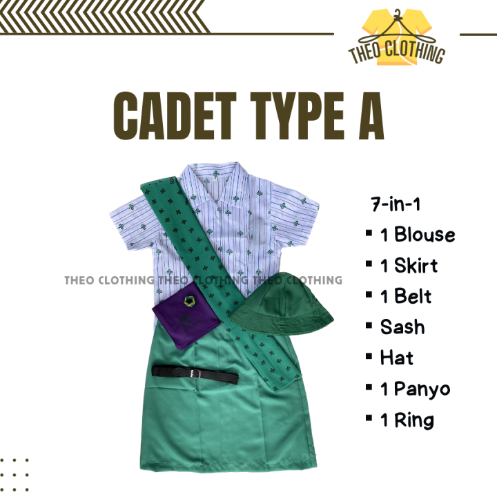 Cadet Girl Scout Type A & B Complete Set of Uniform | Theo Clothing ...