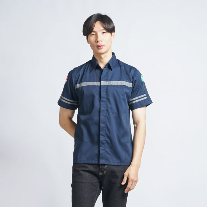 Kemeja Safety Lengan Pendek Baju Proyek Seragam Bengkel Mekanik Werpak ...