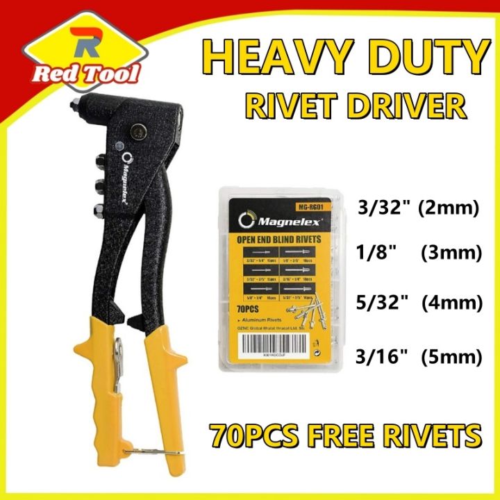 Heavy-duty rivet kit, professional popular rivet gun with 70 rivets ...