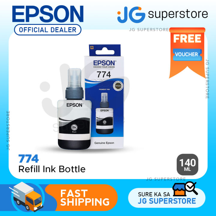 Epson 774 Pigment Ink Refill Bottle (140mL) Black for Printer EcoTank ...