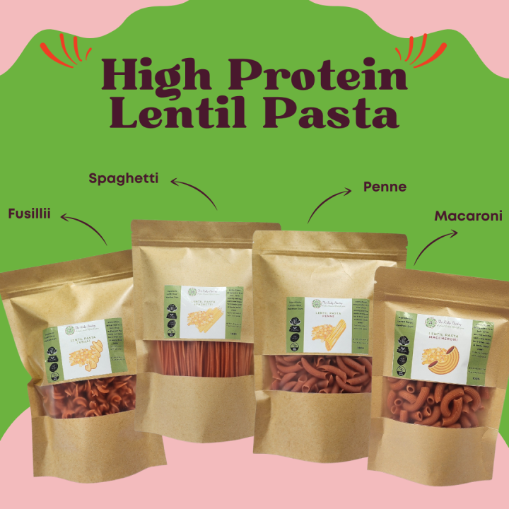 Red Lentil Pasta - High Protein, Vegan, Gluten Free - Fusilli, Macaroni ...