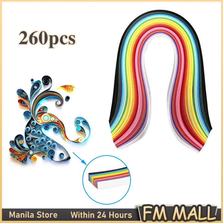 26 Colours 260 Strips Paper Quilling Multi-Coloured Craft Materials ...
