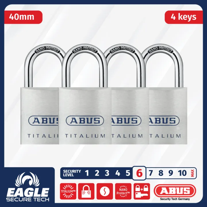 ABUS 80TI/40 | 40MM | TITALIUM™ | 4 Padlocks | 4 Keys | Outdoor Padlock | Lazada