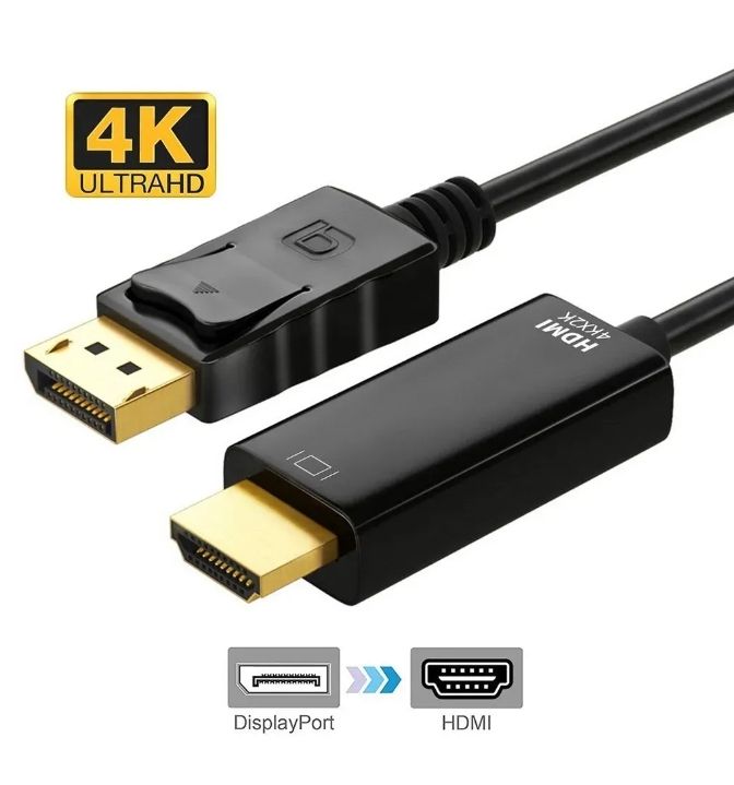 (ส่งจากไทย) สายแปลง DisplayPort to HDMI 4K 2K ความละเอียดสูง มีรับ ...