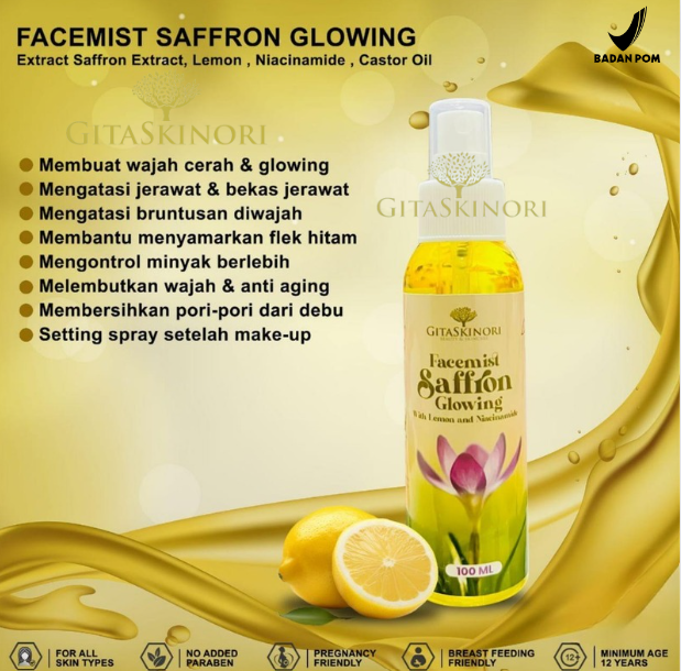 1 PCS 100ml FACE MIST SAFRON BPOM SUPER NEGIN WITH LEMON DAN VIT E ...