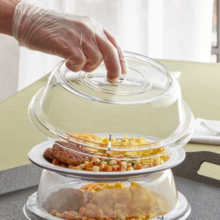 LIFESTYLE Food Oval Clear Plate Cover Splatter Guard Plastic Stackable ...
