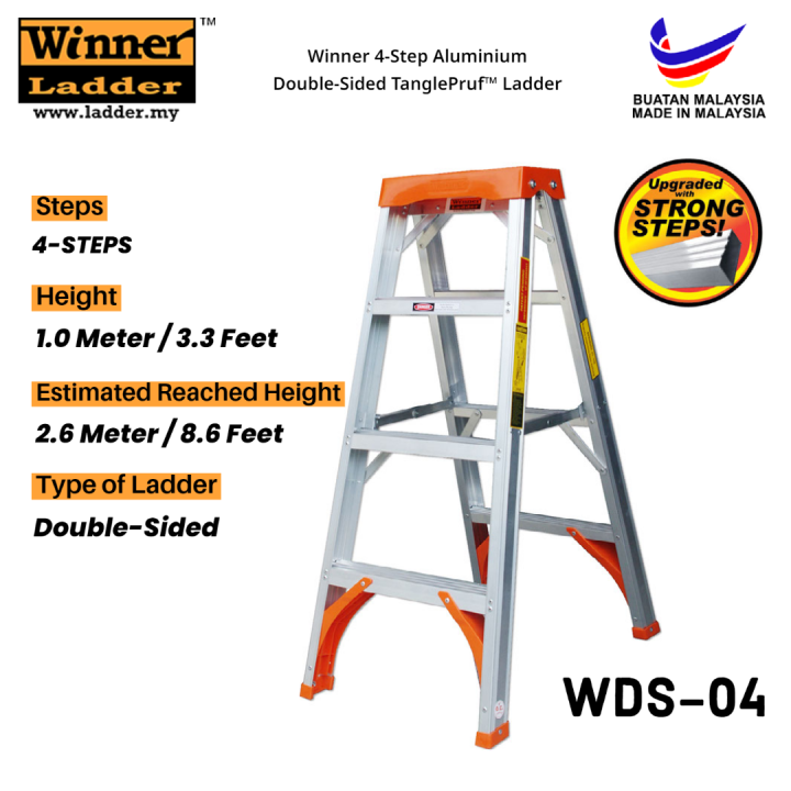 Winner 4/5/6/7/8-Step Aluminium Double-Sided TanglePruf™ Ladder | Lazada
