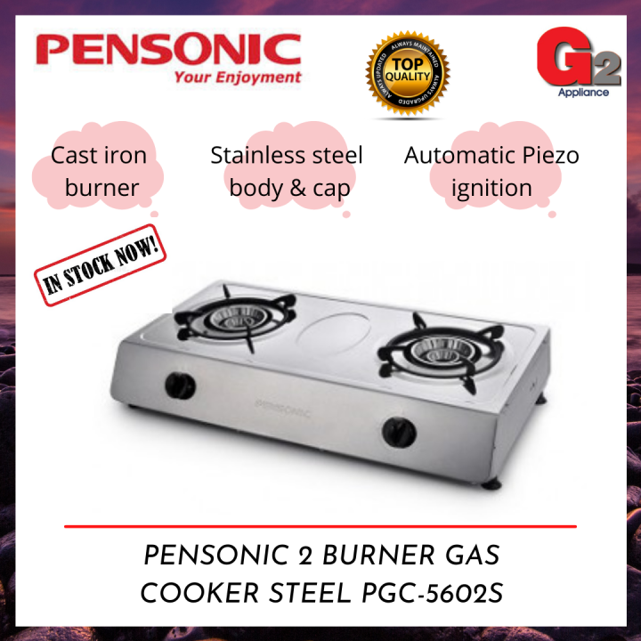 Pensonic 2 Burner Gas Cooker Steel PGC-5602S | Lazada