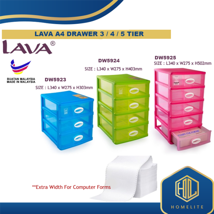 HOMELITE | LAVA A4 DRAWER 3 / 4 / 5 TIER / COMPUTER FORMS / DOCUMENT ...