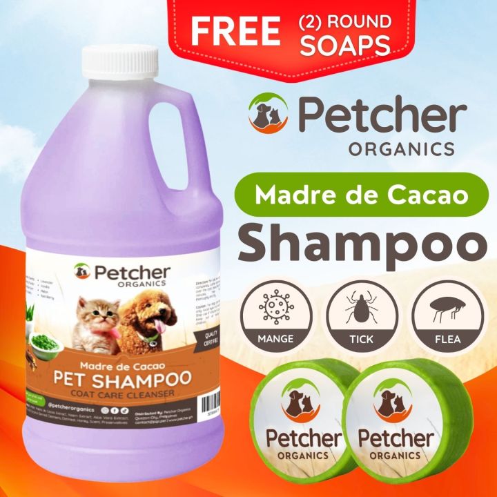 Petcher Organics Madre De Cacao Pet Shampoo 1/2 Gallon with Free Soap ...