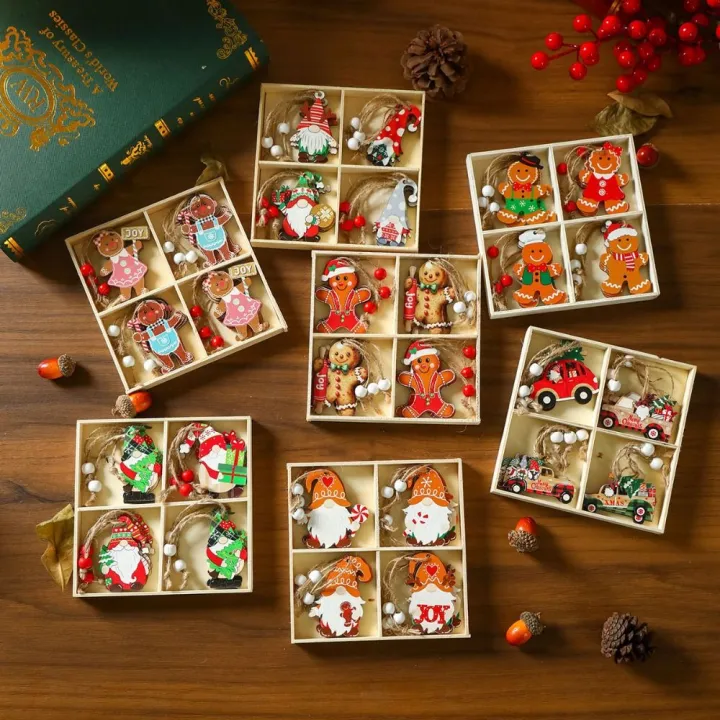 EYESONU Ông già noel/người tuyết dây chuyền bằng gỗ giáng sinh Bánh ...