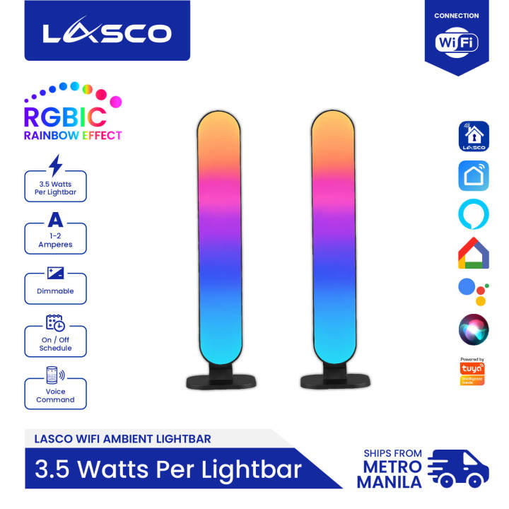 Lasco Wifi RGBIC 2 pcs. LED Light Bar Ambient Atmosphere Light for PC ...