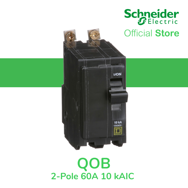 Schneider QOB UL 2-Pole 60A Bolt-On Miniature Circuit Breaker 120/240V 10kAIC QOB260 | Lazada PH