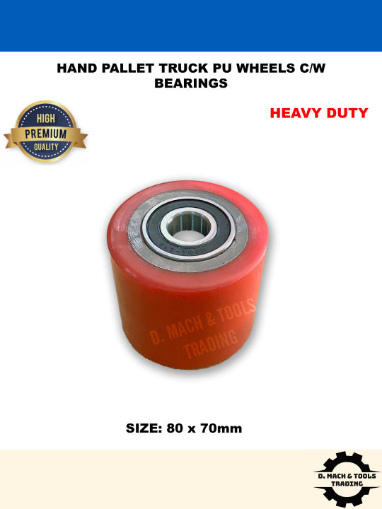 Heavy Duty 80 X 70 (mm) Hand Pallet Truck Pu Front / Load Wheel c/w 2Pc ...