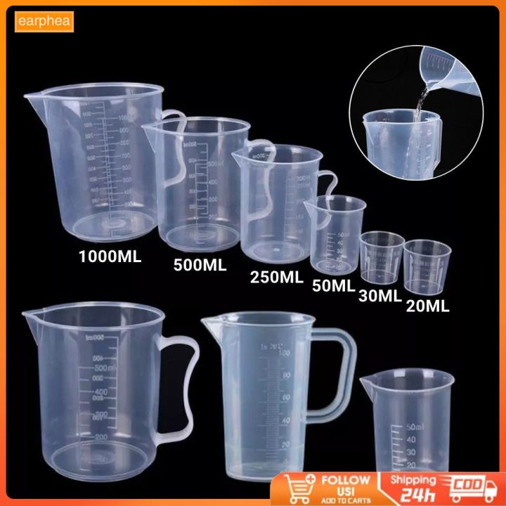 20ml/30ml/50ml/250ml/500ml/1000ml Clear Plastic Graduated Measuring Cup For Baking Beaker Liquid ...