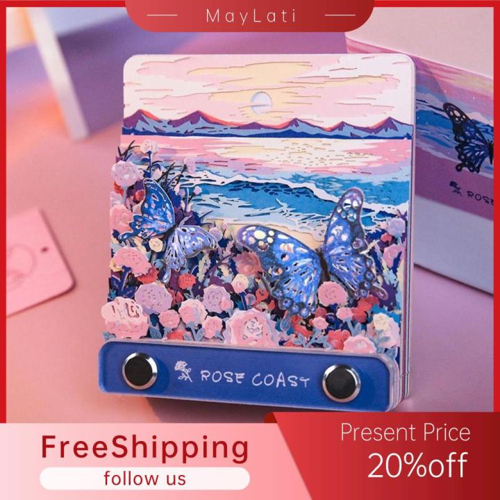 MAYLATI Tearable 3D Calendar 2025 Hollow Out Butterfly Dragonfly Pea ...