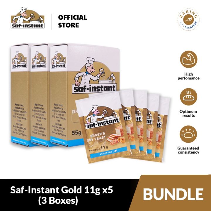 Saf-Instant Gold Instant Dry Yeast 11g x5 (3 Boxes) | For Baking ...