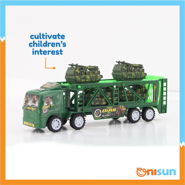 Children Boy Army Double Decker Truck Trailer with Mini Tank Cars ...