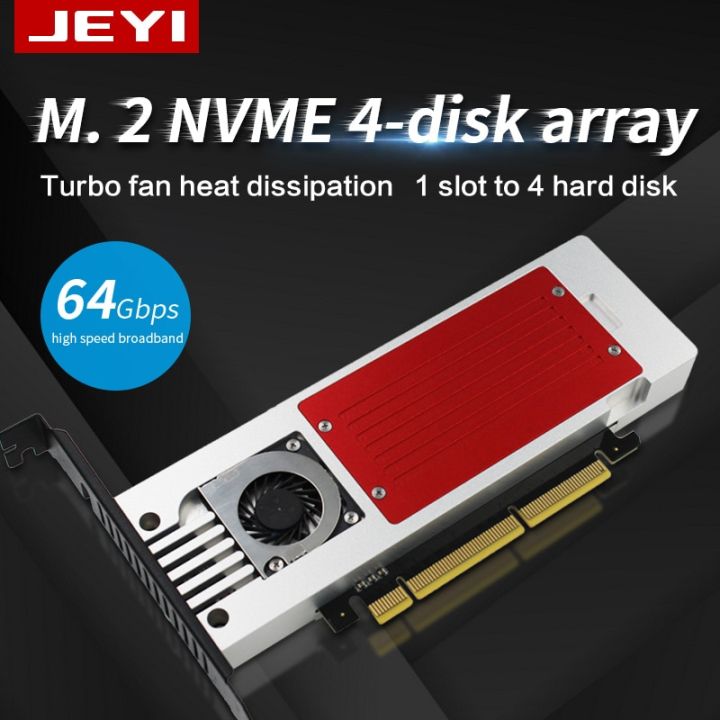 JEYI 4 NVMe PCIe M.2 SSDs Adapter PCI Express 4.0 x16 Card Supports 4 X ...