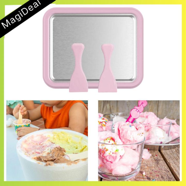 MagiDeal Rolled Ice Cream Maker Cold Pan Plate Portable Instant Gelato ...