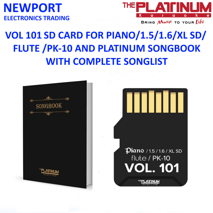 VOLUME 101 SD CARD FOR PLATINUM PIANO/ V1.5/V1.6/XL SD, FLUTE, PK-10 AND PLATINUM SONGBOOK WITH ...