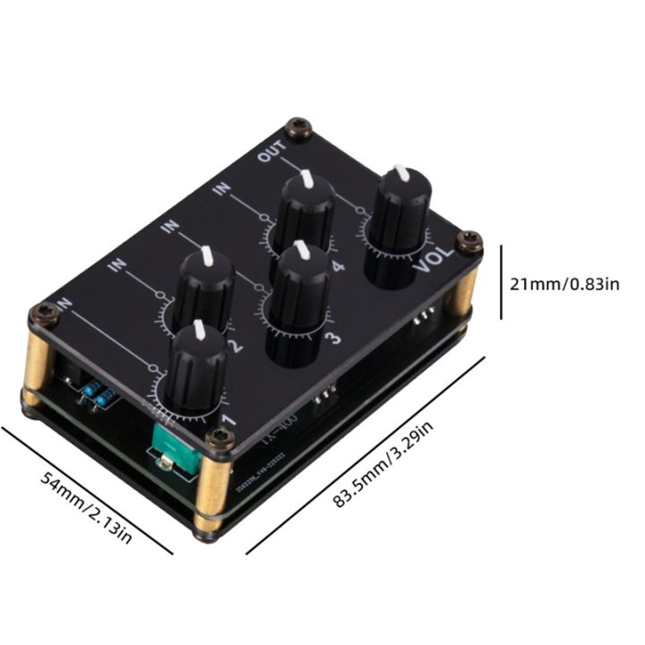 Passive 3.5mm AUX Line Mixer Stereo 4-In-1-Out 4-Channel Mixer Portable ...