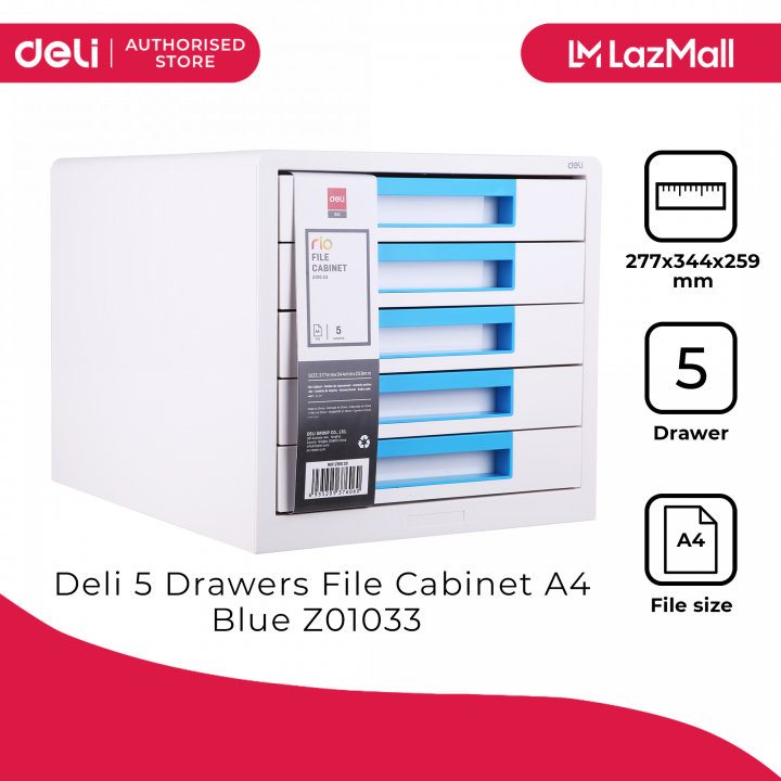 Deli Z01033 5 Drawers File Cabinet A4 Blue 1PC [79Z01033] | Lazada PH