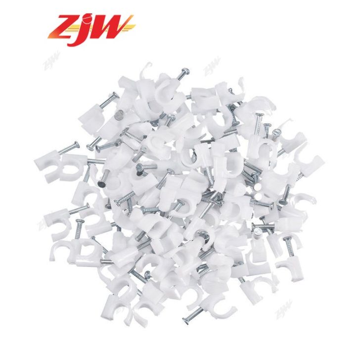 ZJW Cable clamp Cable Clips 100pcs. (PVC Clips) Cable Ethernet TV Telephone Wires Nail Clips ...