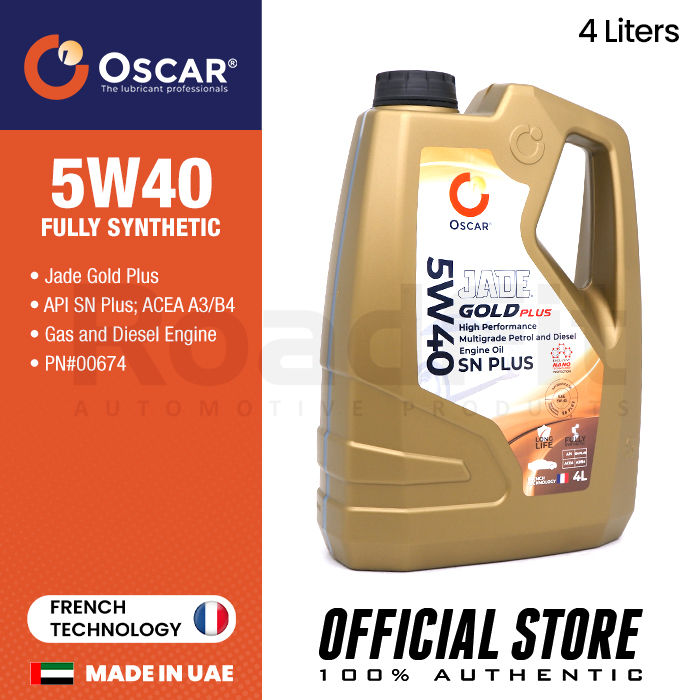 OSCAR Jade Gold Plus SAE 5W40 Fully Synthetic API SN PLUS, SN/CF, ACEA ...