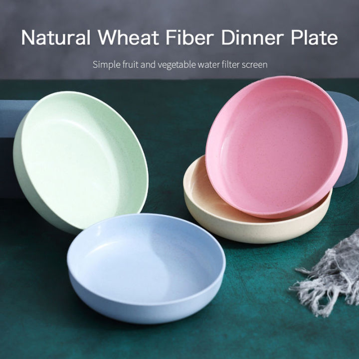 Deepen Wheat Fiber Dinner Plates Round Saucer Plate Fruit Salad ...
