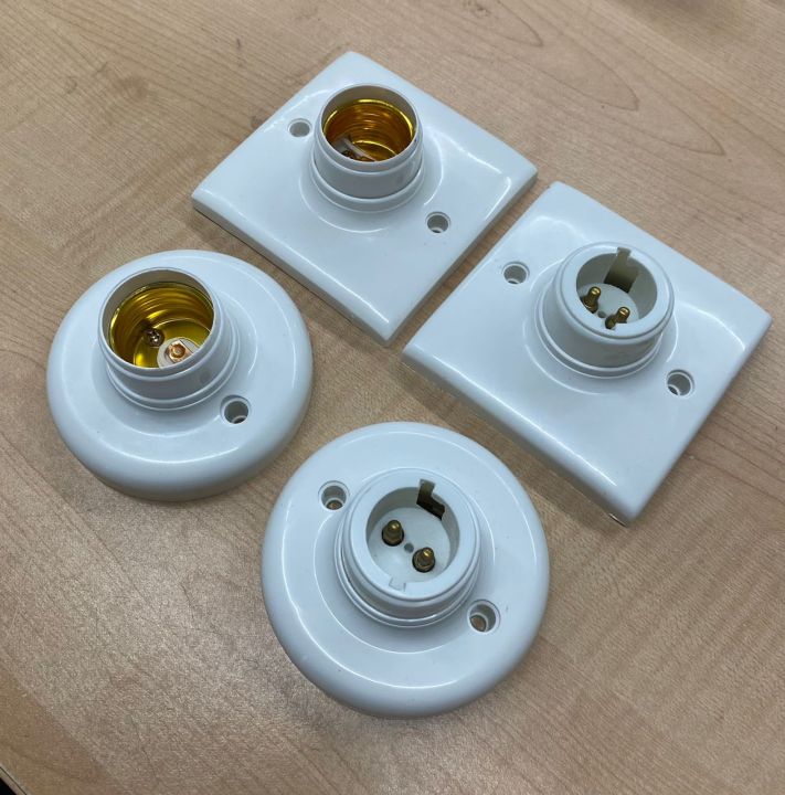 E27 / B22 3x3 Batten Lamp Holder Socket Light Bulb Square Round Bulb ...