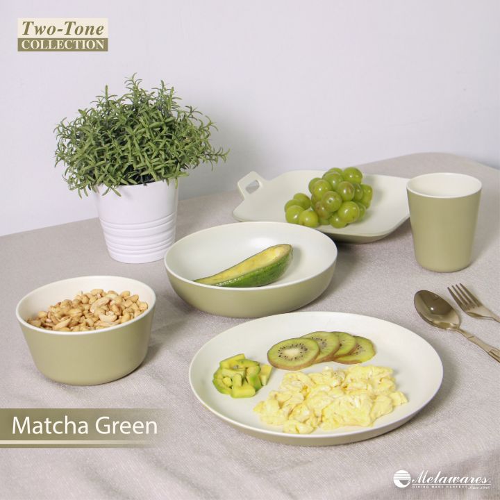 Melawares Two-Tone Collection - Matcha Green Design - Plate, Bowl ...