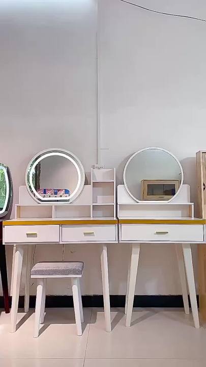 Nordic Small Apartment Solid Wood Dressing Table Flip Makeup Mirror ...