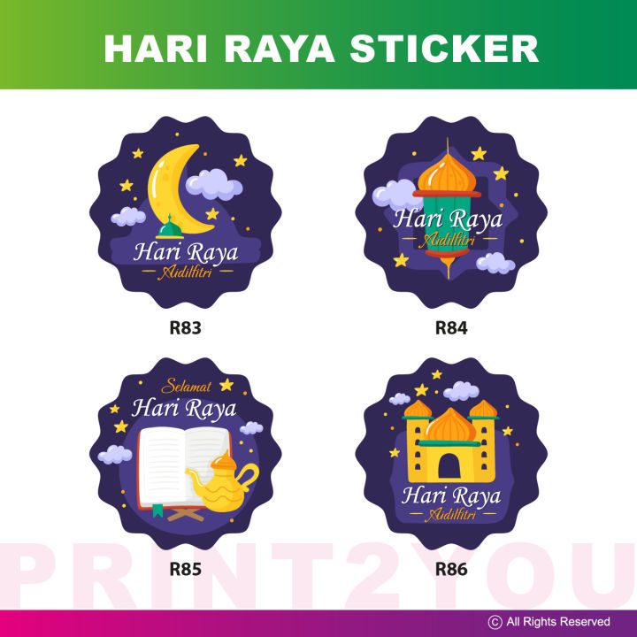 Hari Raya Stickers, Mirrorkote Sticker (100pcs in sheets) | Lazada