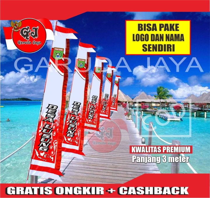 Umbul umbul logo dan nama bebas ukuran panjang 3 meter | Lazada Indonesia