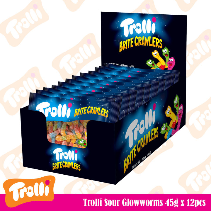 Trolli Sour Glowworms Gummi Candy 45g (12 packs) tray | Lazada PH