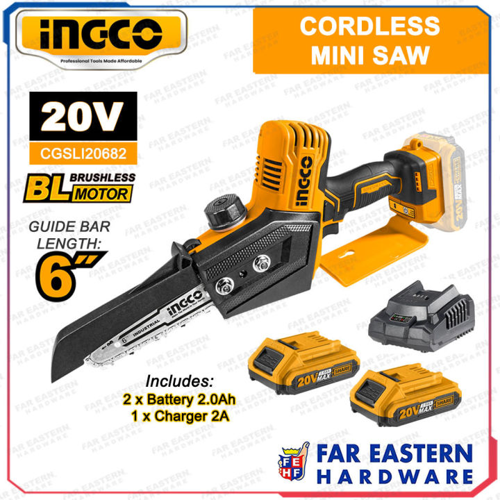 INGCO Cordless Brushless Mini Saw 6" w/ Battery & Charger 20V ...