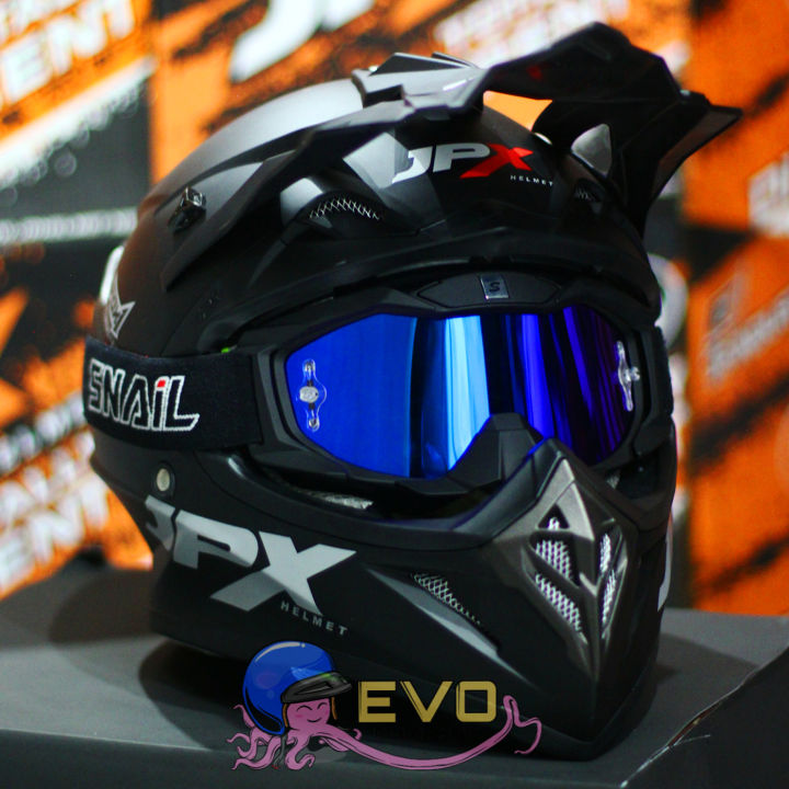 HELM JPX CROSS SOLID BLACK DOFF SILVER GOOGLE SNAIL ONGKIR 2 KG | Lazada Indonesia