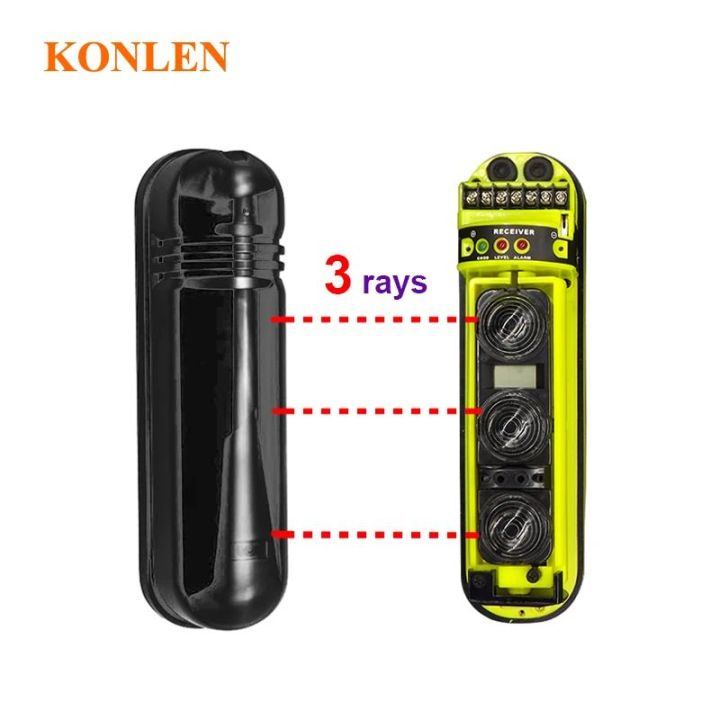 Konlen 3 Infrared Beams Wired Outdoor Perimeter Sensor 250 Meter IR ...