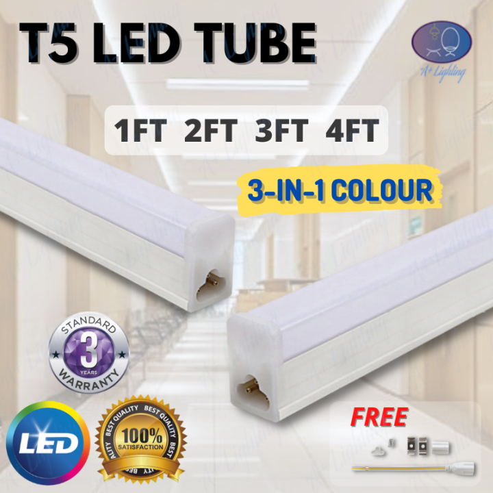 [3 Years Warranty] LED T5 TUBE LIGHTING 3 Colour 1ft/ 2ft/ 3ft/ 4ft Plaster Ceiling Light Siling ...