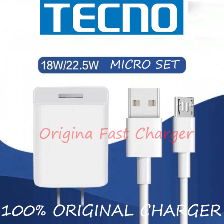 Tecno Charger Original Fast Charger 5A Micro USB 2IN1 Adapter Set For ...