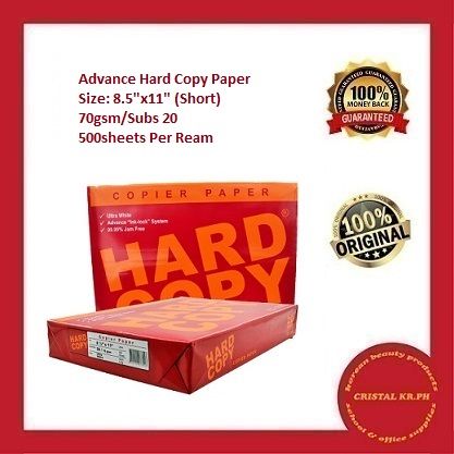 ADVANCE HARD COPY 70GSM SUB 20 8.5X11 SHORT (MAX 5RMS ONLY PER ORDER ...
