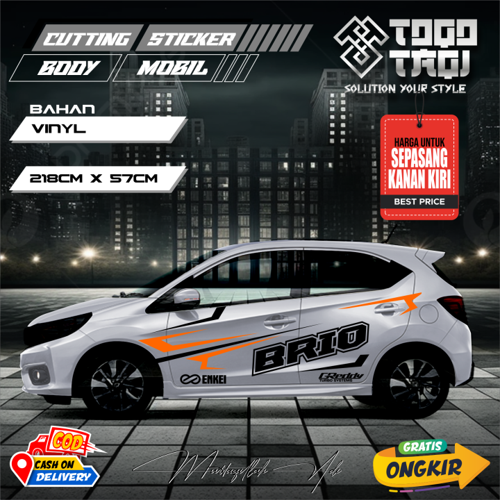 1 SET KANAN KIRI STIKER CUTTING MOBIL BRIO MODEL ENKEI STICKER BODY ...