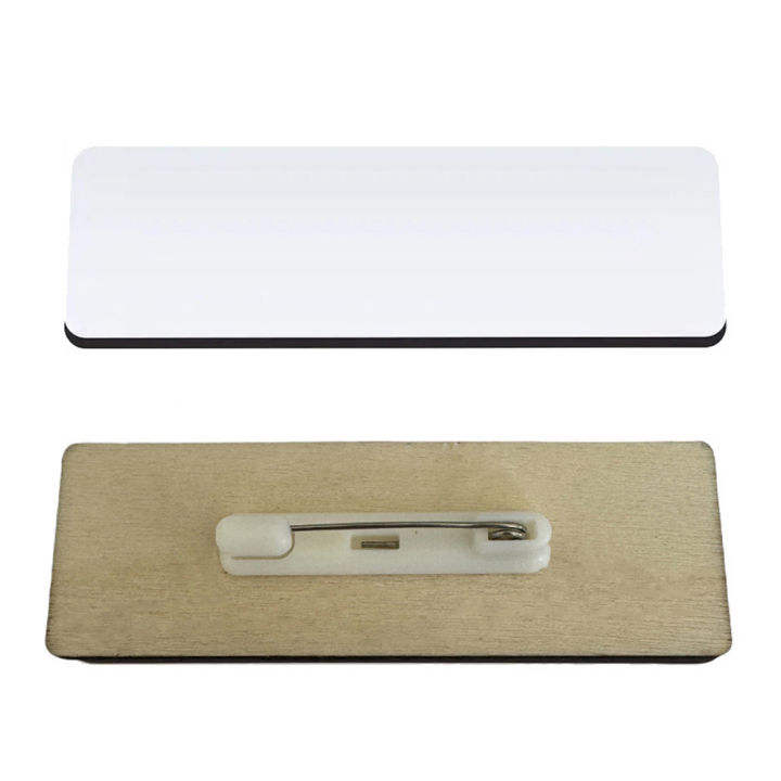 With Back Pin Name Tag Badge Personalized 10pcs Wooden Blank Id Name ...