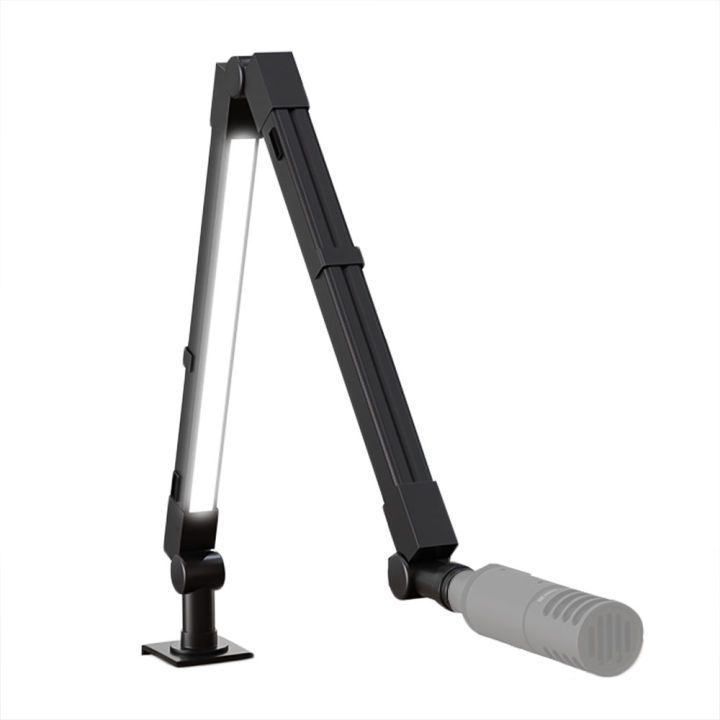 Desktop Microphone Boom Arm with LED Fill Light 2700K-6500K & Remote ...