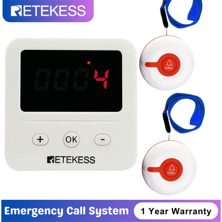 Retekess TH106-TD009 Wireless Caregiver Pager Wireless SOS Call Button ...