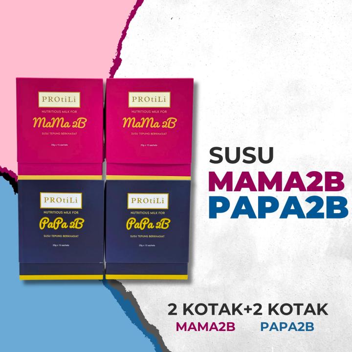 Set Double Combo Susu Subur (2 kotak Mama 2B & 2 Kotak Papa 2B) | Lazada